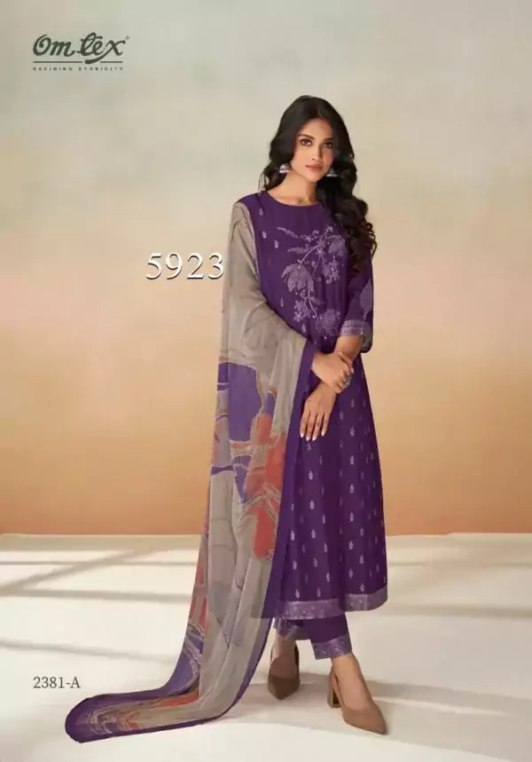 Omtex Aamod Muslin Silk Suit Design | Purple - Fashion Doctorz